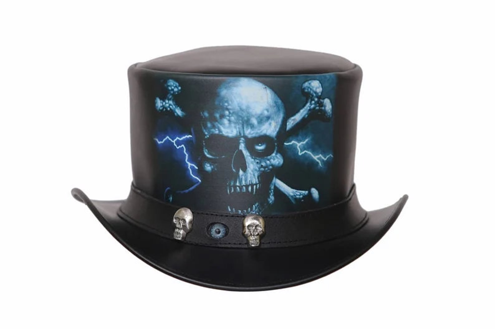 Top Hat Evil Eye Skull Leather Top Hat steampunk Top - Etsy