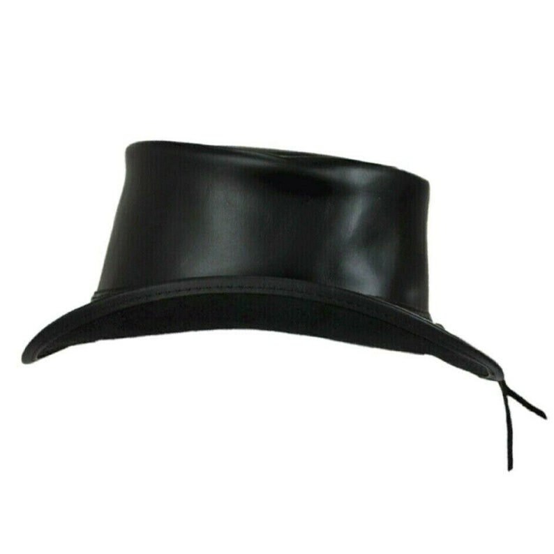Black Leather Top Hat El Dorado Top Hat Leather Top Hat Bikers Hat ...