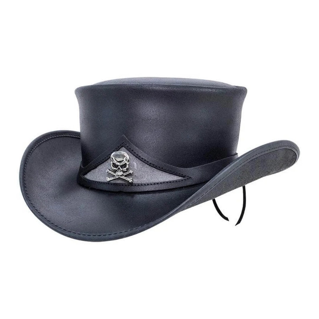 Pale Rider Skull Top Hat Leather Hat Leather Top Hat Gothic Top Hat Men ...