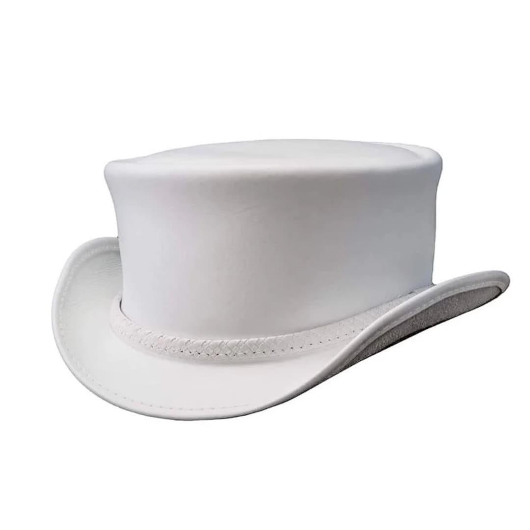 Ghost Rider White Top Hat Top Hat Leather Hat Leather Top Hat Gothic ...