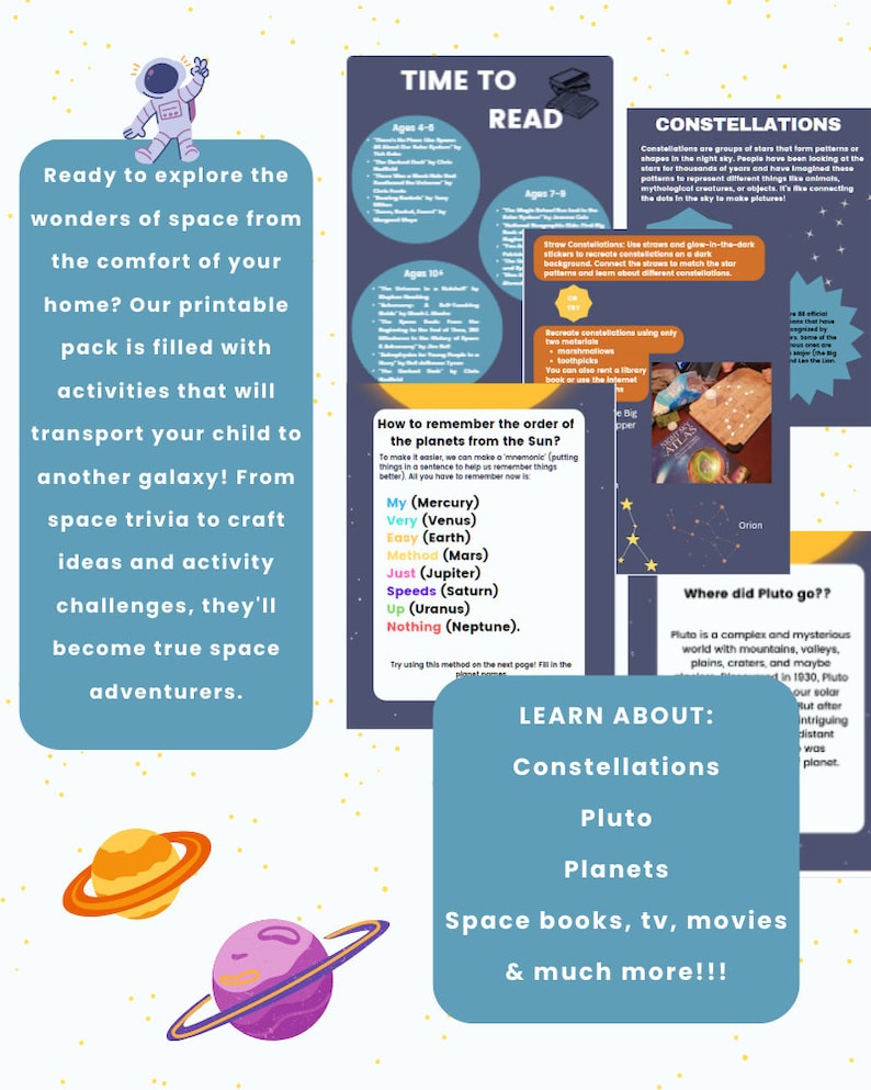 INSTANT DOWNLOAD, SPACE Printable Activities and Learning for Kids ...