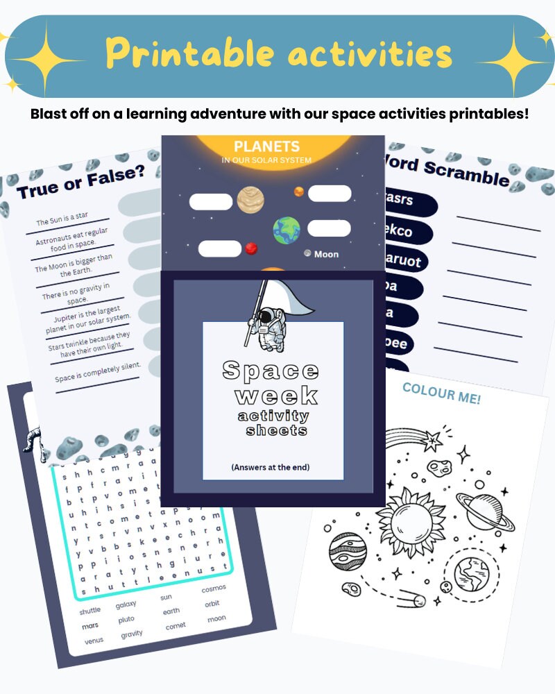 INSTANT DOWNLOAD, SPACE Printable Activities and Learning for Kids ...