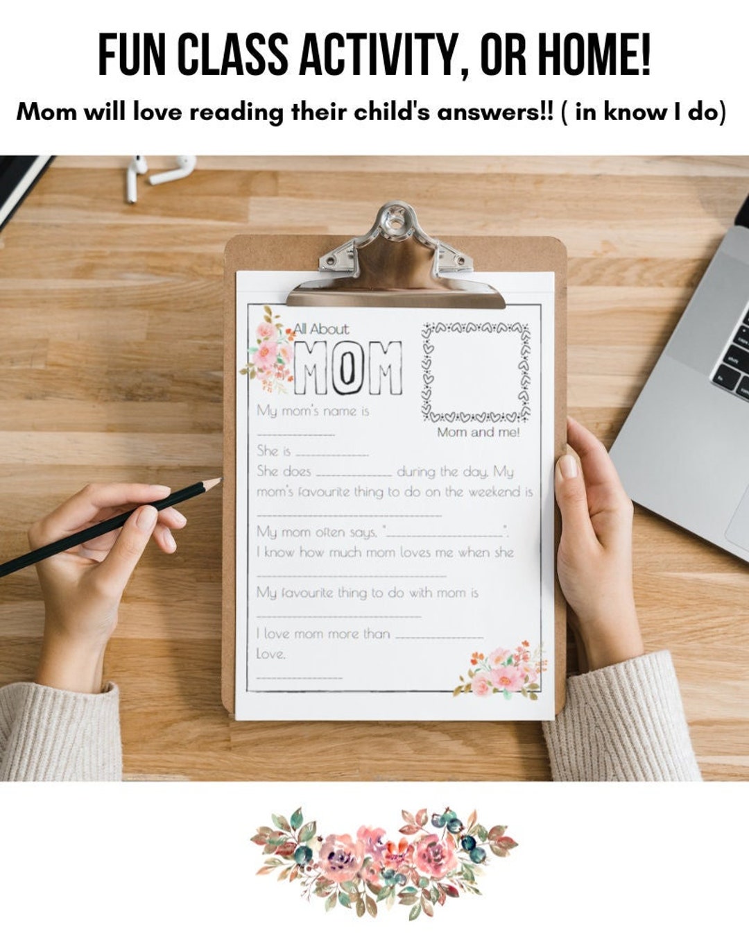 Mother's Day Gift, All About Mom Printable, Colouring Page, Gift for ...