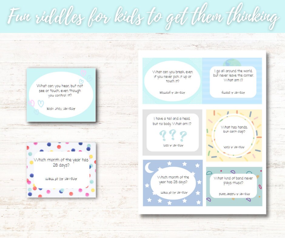 Printable Lunchbox Notes for Kids Riddles for Kids Instant Download ...