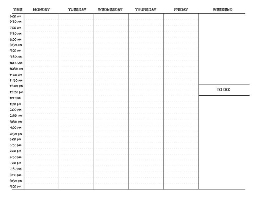 Minimal Printable Weekly Block Schedule - Etsy