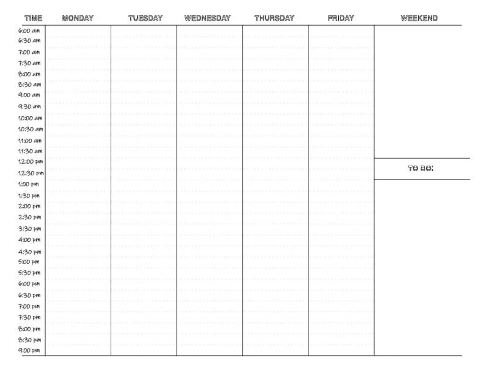 Minimal Printable Weekly Block Schedule - Etsy