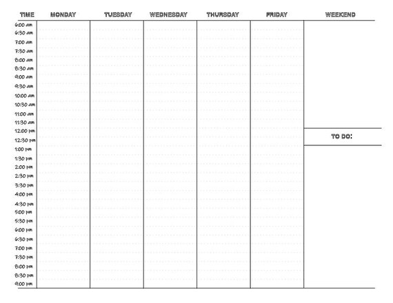 Minimal Printable Weekly Block Schedule - Etsy