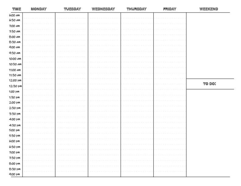 Minimal Printable Weekly Block Schedule - Etsy
