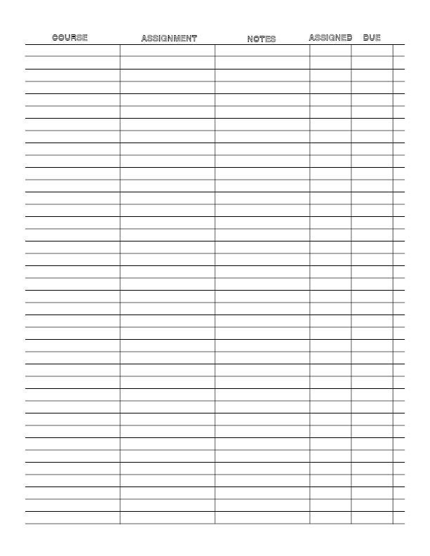 Minimal Printable Assignment Tracker - Etsy
