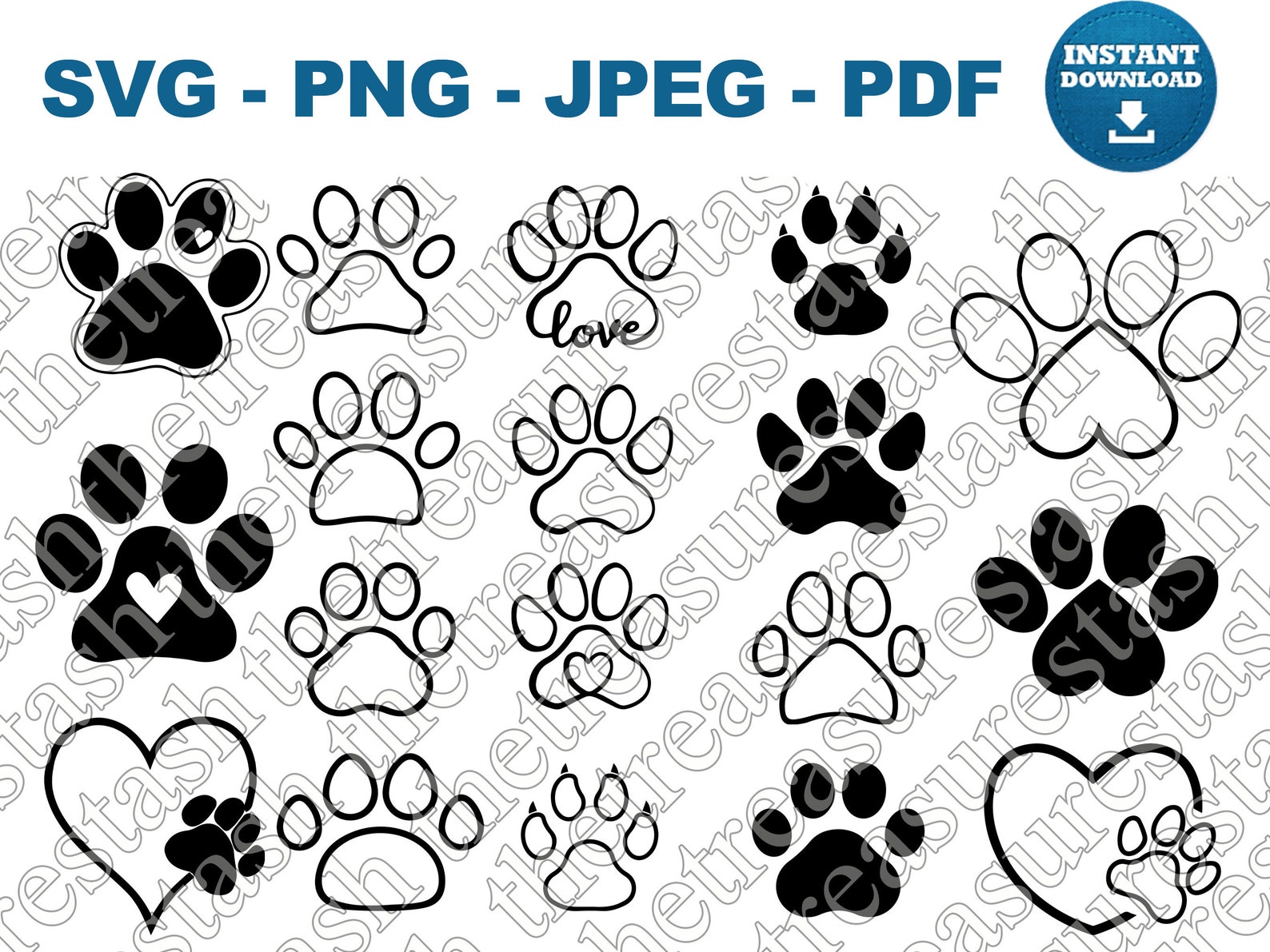 Dog Paw Print Svg PNG JPEG Pdf Animal Paw Print Cut File Animal Print ...