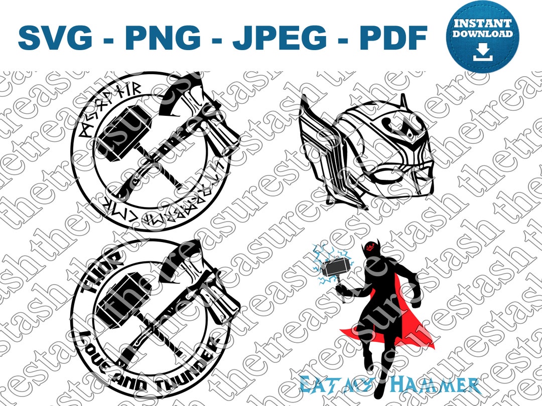 Thor Love and Thunder Bundle SVG PNG Jpeg Pdf, Hammer & Axe, Jane ...