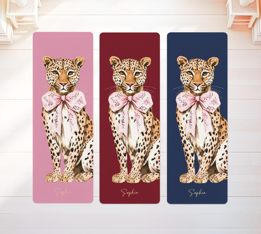 Personalized Leopard Yoga Mat, Custom Cheetah Yoga Mat, Customized Name ...