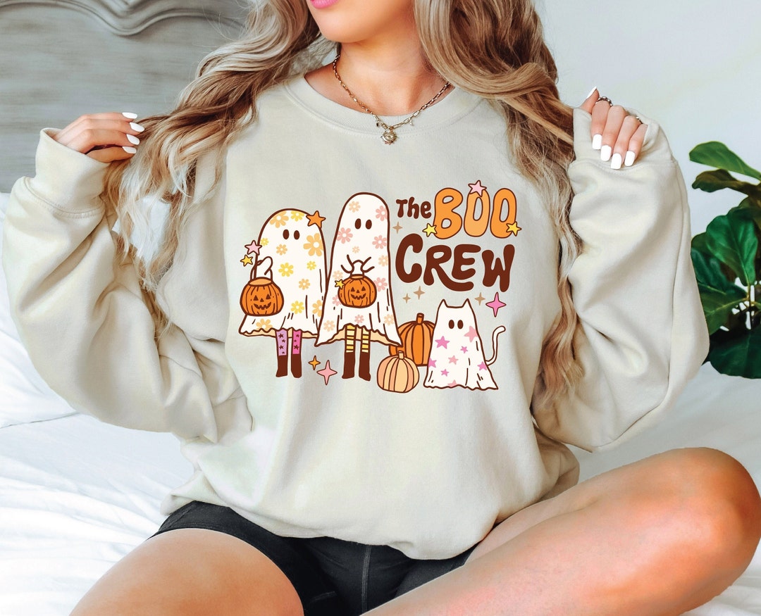 Halloween Boo Shirt Crew Spooky Season Sweatshirt Fall Gift Pumpkin ...