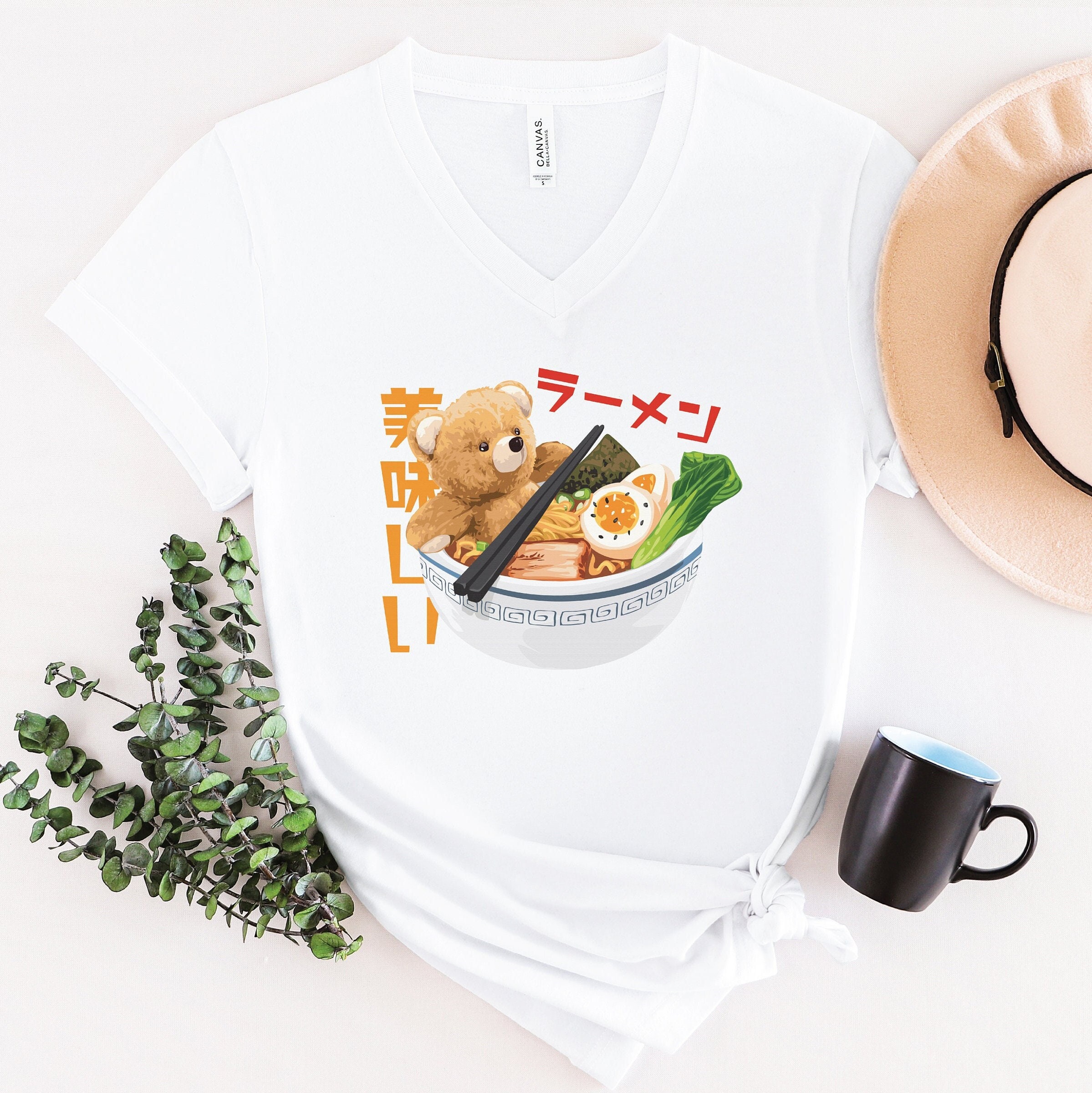Ramen Shirt, Teddy Bear Tshirt, Noodle Graphic T-shirt, Cute Japanese ...