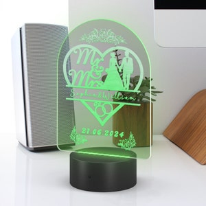 Personalized LED Light, Custom Engagement Gift, Wedding Lamp, Custom ...