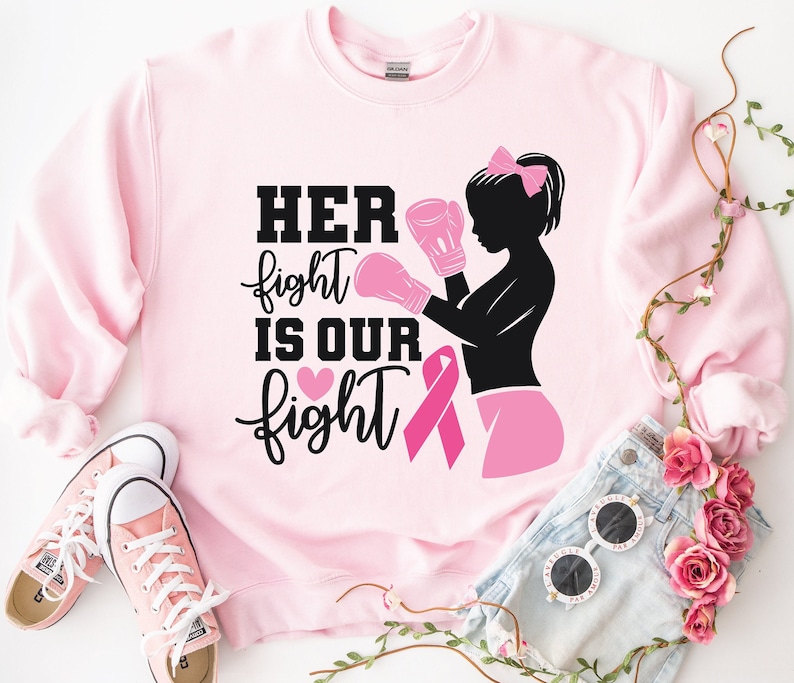 Pink Ribbon Sweatshirt Breast Cancer Shirt Pink Ribbon Gift Mother Team ...