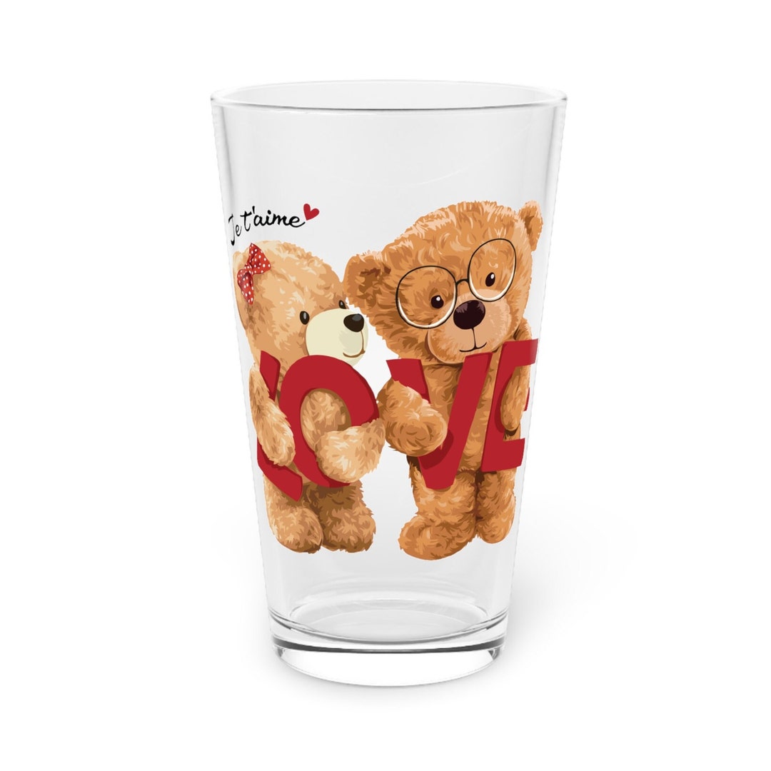 Bear Glass 16oz, Love Glass, French Water Glass, Teddy Bear Cup, Paris ...