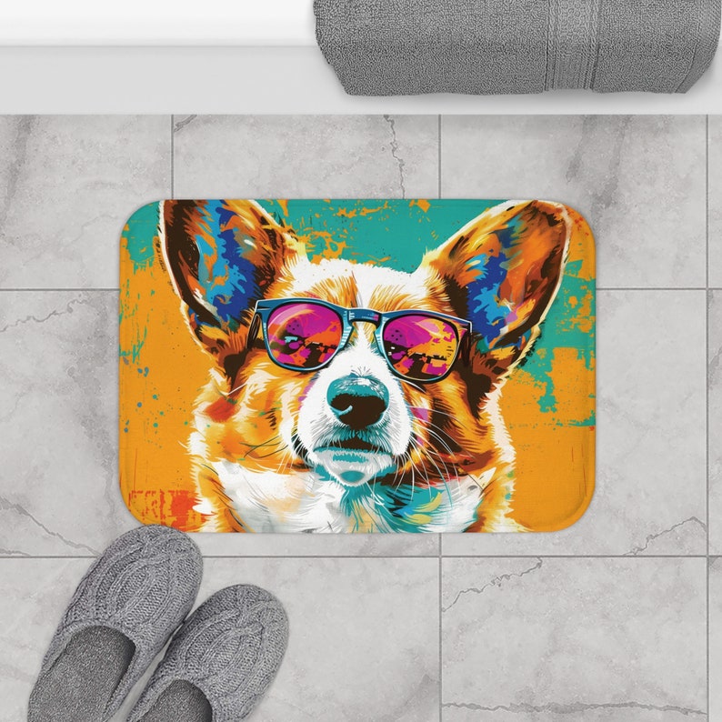 Corgi Bath Mat Retro Shower Mat Cute Bath Mat Bathroom Accessories ...