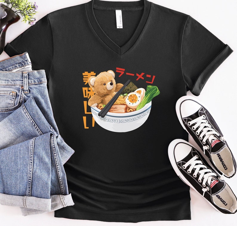 Ramen Shirt, Teddy Bear Tshirt, Noodle Graphic T-shirt, Cute Japanese ...