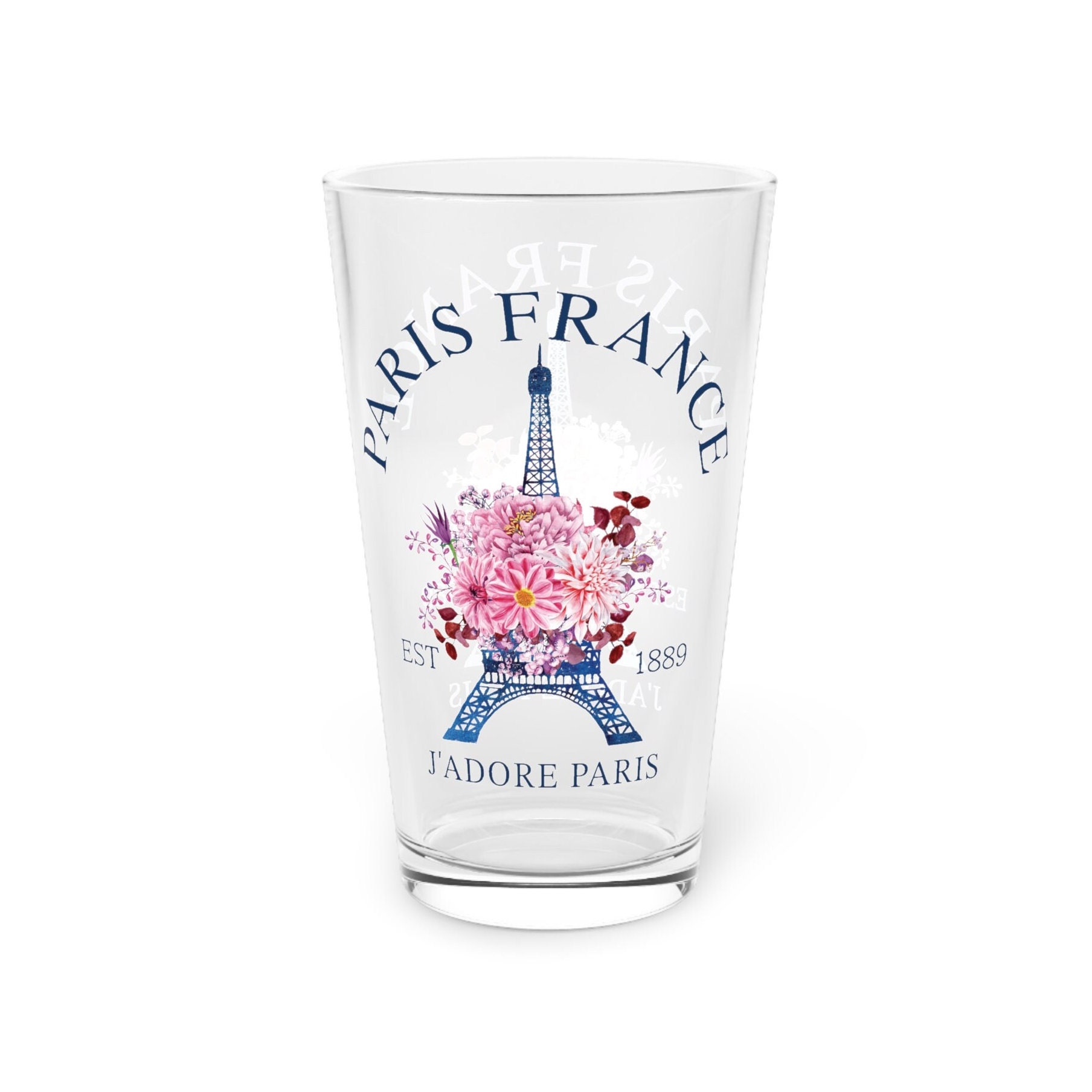 Paris Pint Glass 16oz, France Glass, French Water Glass, Eiffel Tower ...