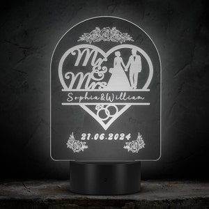 Personalized LED Light, Custom Engagement Gift, Wedding Lamp, Custom ...