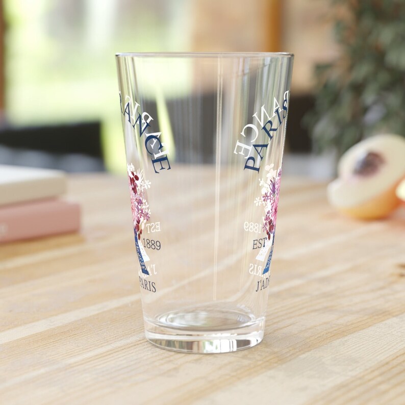 Paris Pint Glass 16oz, France Glass, French Water Glass, Eiffel Tower ...