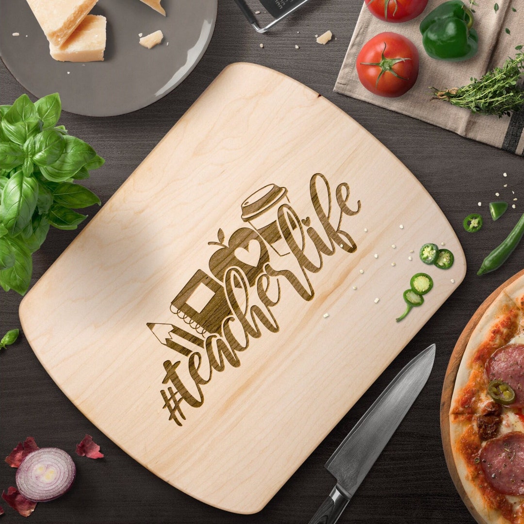 Teacher Cutting Board Teacher Life Gift Kitchen Teacher Gift Christmas ...