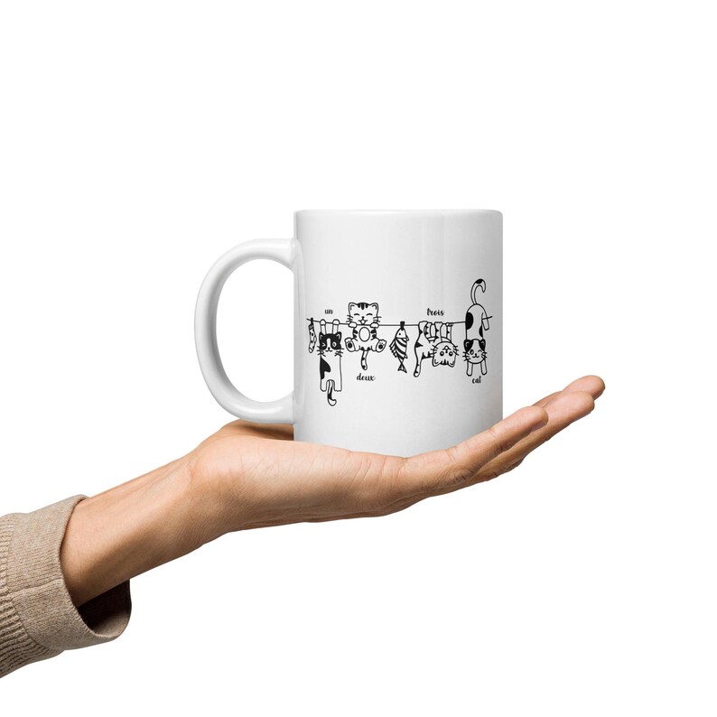 Un Deux Trois Cat Mug, Cat Owner Cup, Funny Cats, Cute Mug for Pet ...