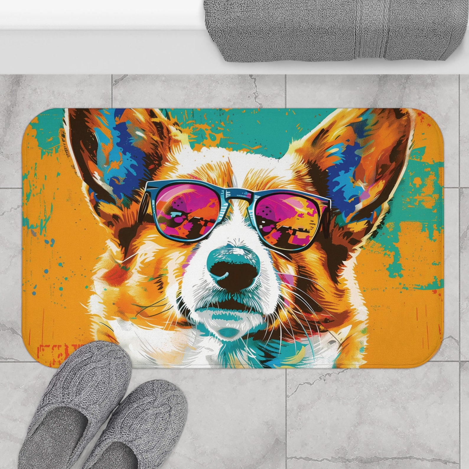 Corgi Bath Mat Retro Shower Mat Cute Bath Mat Bathroom Accessories ...