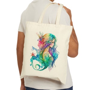 Mermaid Tote Bag Rainbow Totes Watercolor Tote Bag Pride Totes LGBTQ ...