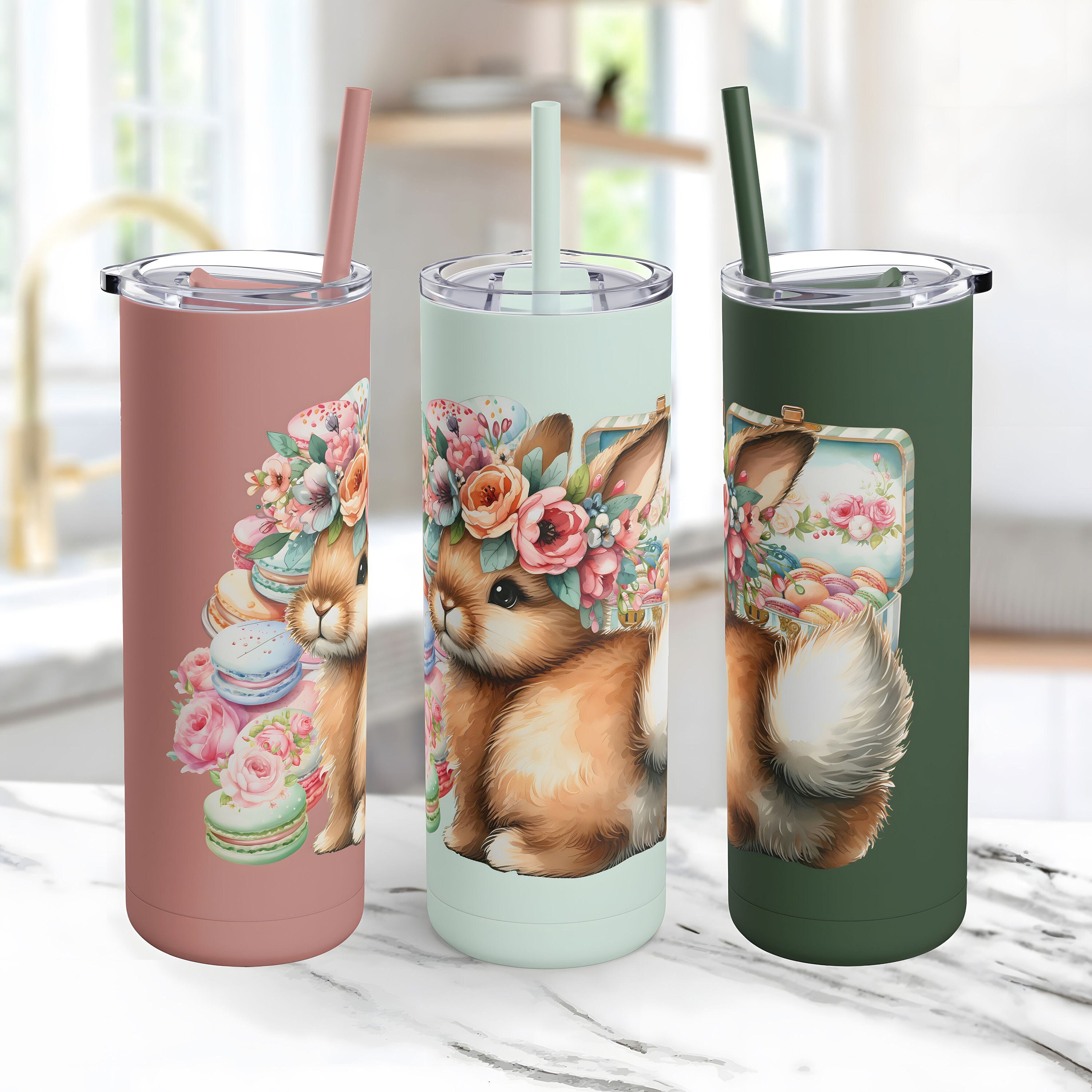 Bunny Tumbler, Rabbit Skinny Matte Tumbler, Easter Bunny Mug, Cute ...