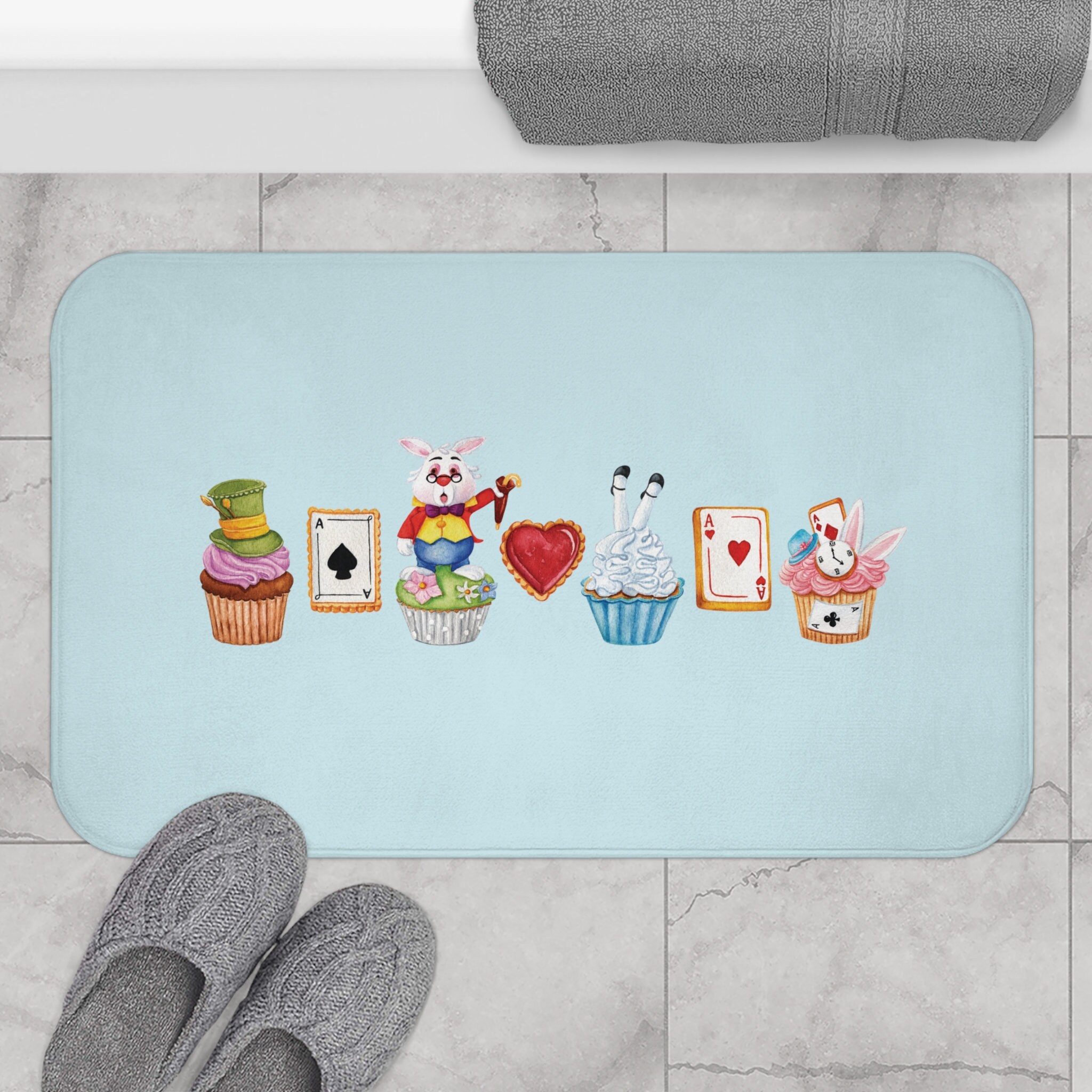 Alice in Wonderland Bath Mat, Cute Bath Mat, Rabbit Bath Mat, Bunny ...