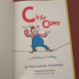 C is for Clown: A Circus of "c" Words by Stan and Jan Berenstain (1972 ...