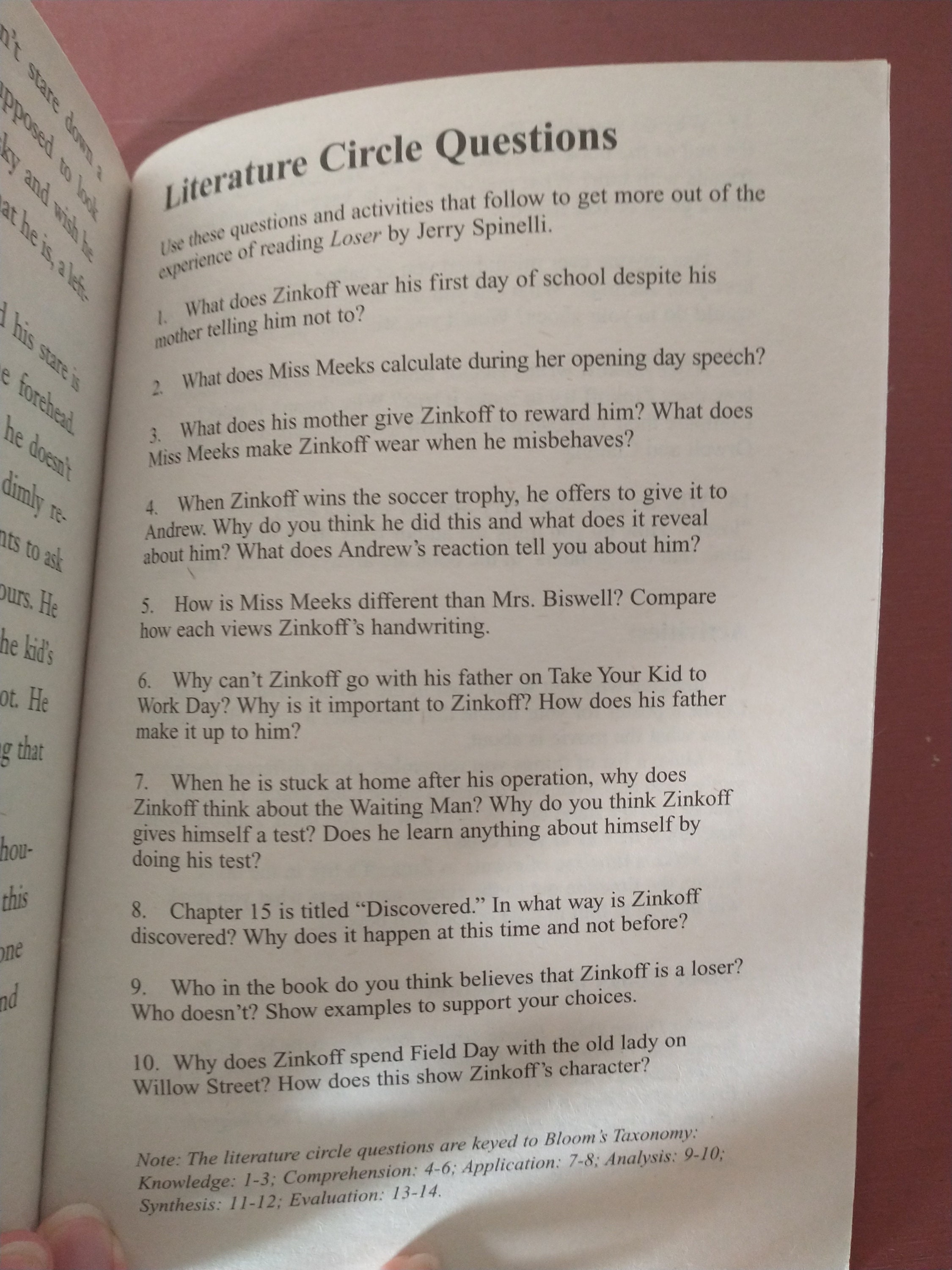 Loser By Jerry Spinelli Donald Zinkoff