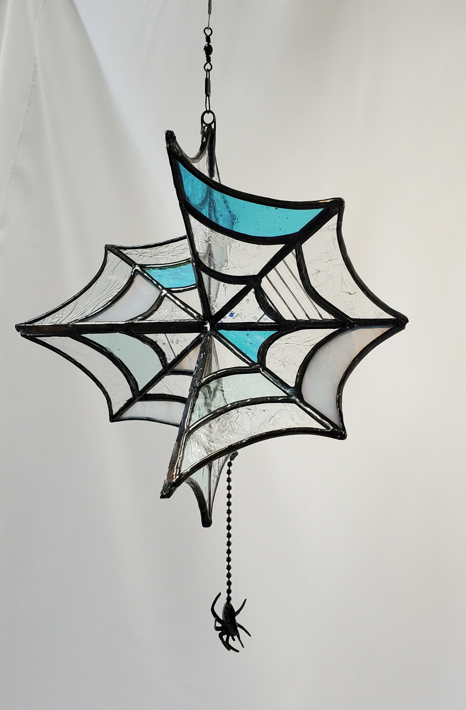 Handmade Stained Glass Spider Web Garden Spinner/ornament. - Etsy