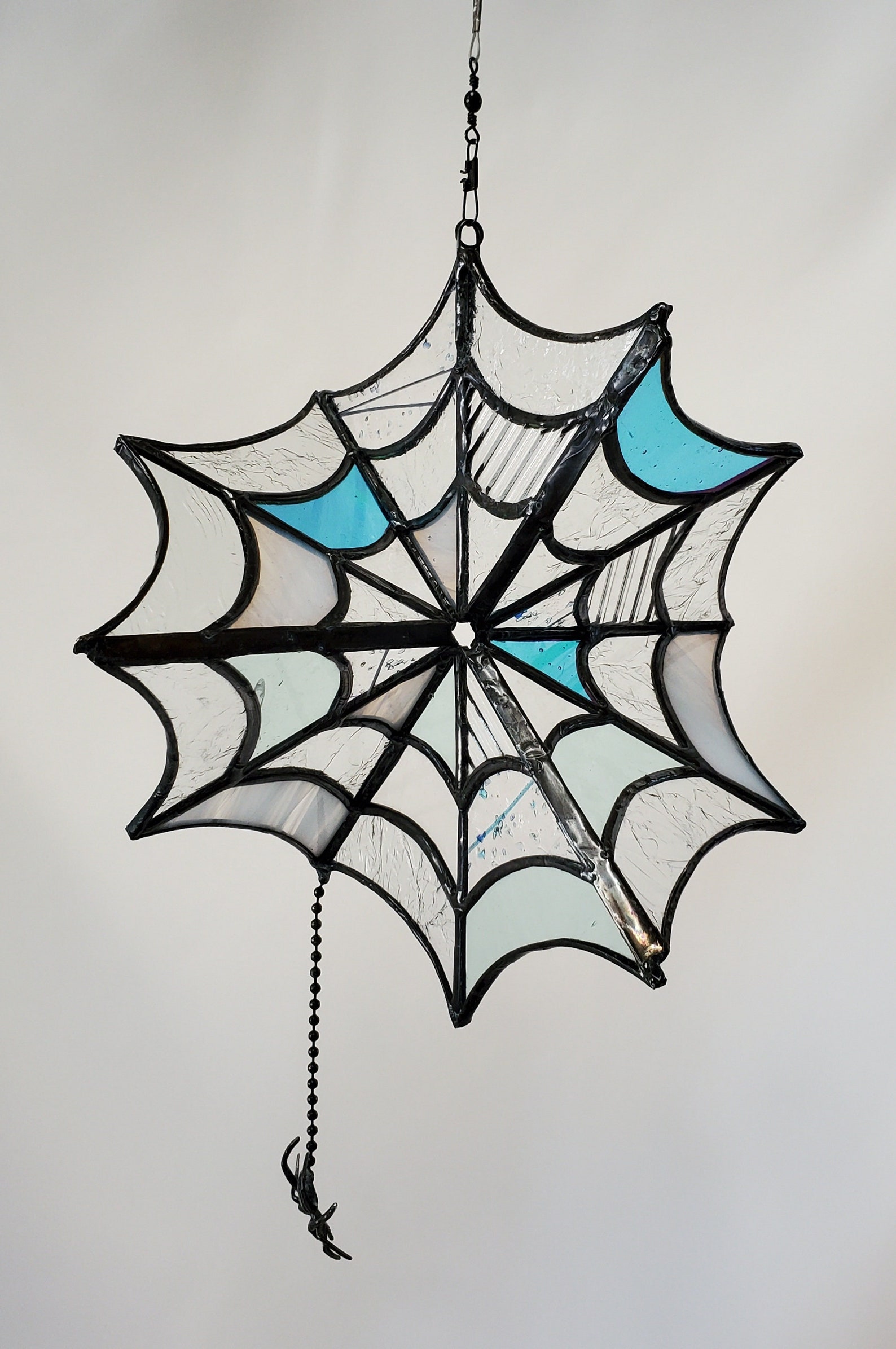 Handmade Stained Glass Spider Web Garden Spinner/ornament. - Etsy