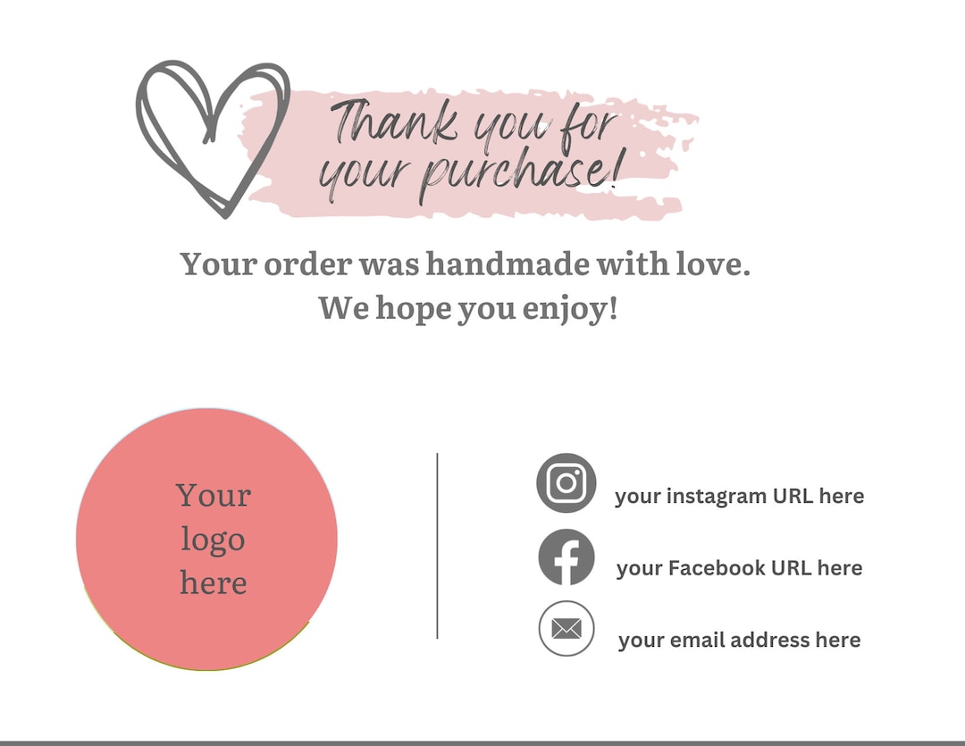 Editable SIMPLE Business Thank You Insert Card Template Printable ...