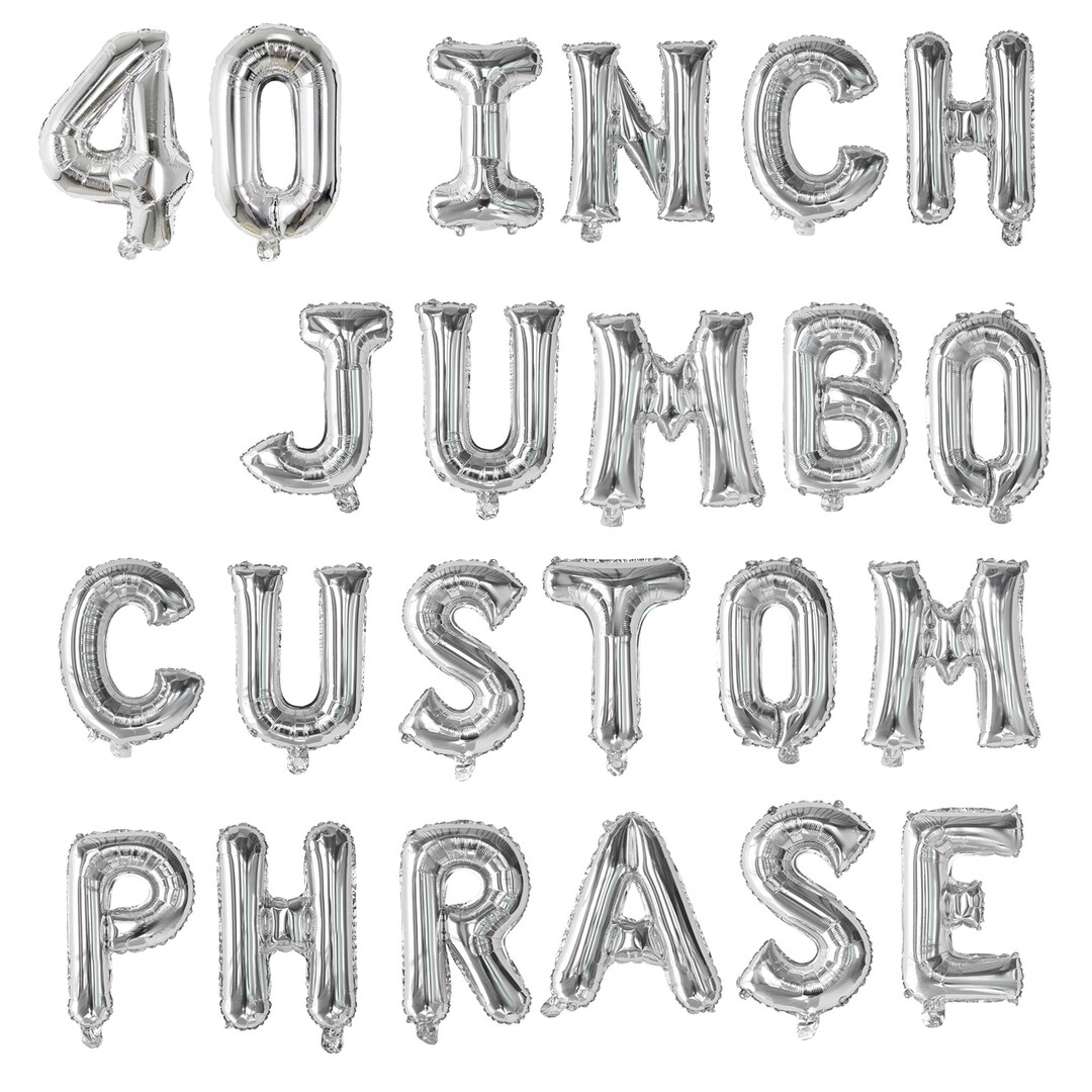 40 Inch Custom Shiny Silver Letter Number Big Large Helium Balloon ...