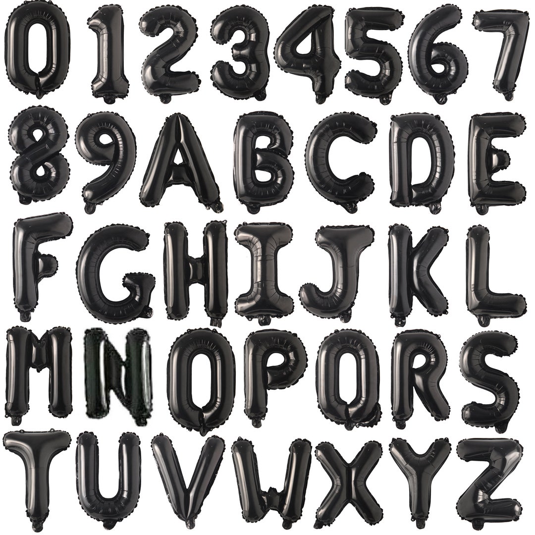 40 Inch A-Z 0-9 Jumbo Black Letter Number Big Large Helium Balloon ...