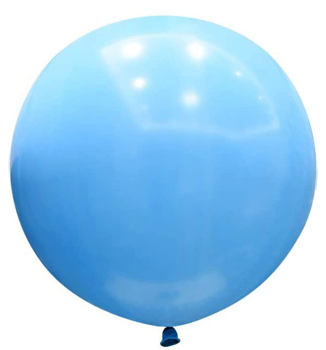36" Inch Round 5pc Pack Light Blue Thicken Latex Jumbo Balloons Baby ...