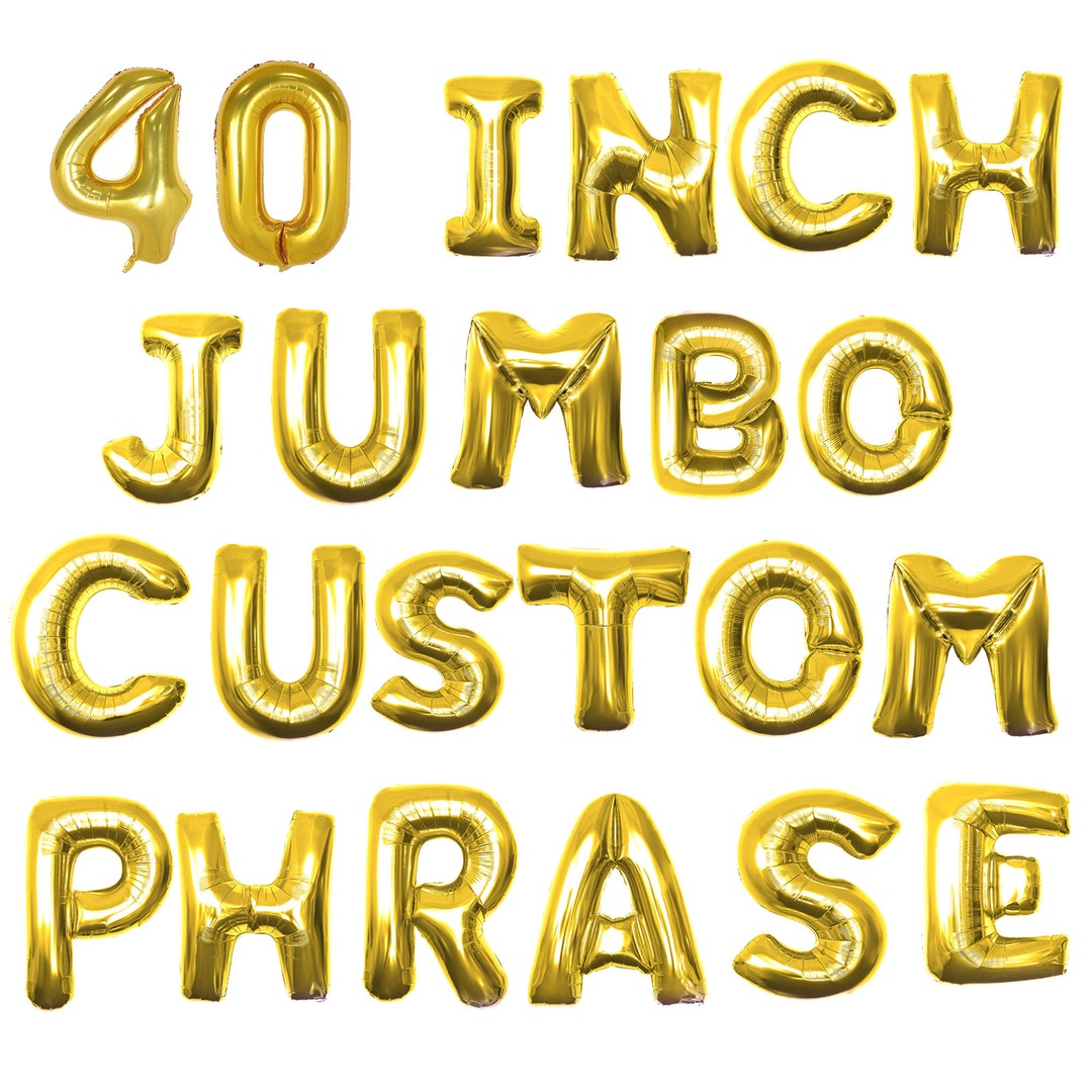 40 Inch Custom Shiny Gold Letter Number Big Large Helium Balloon Banner ...