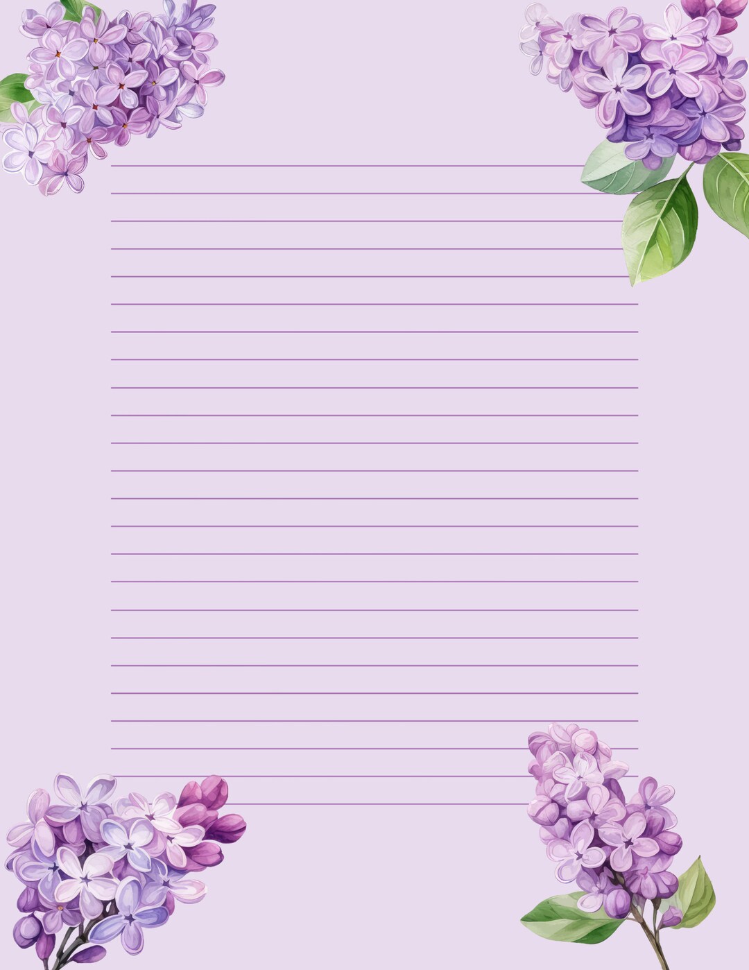 Purple Lilac Stationary printable Letters - Etsy