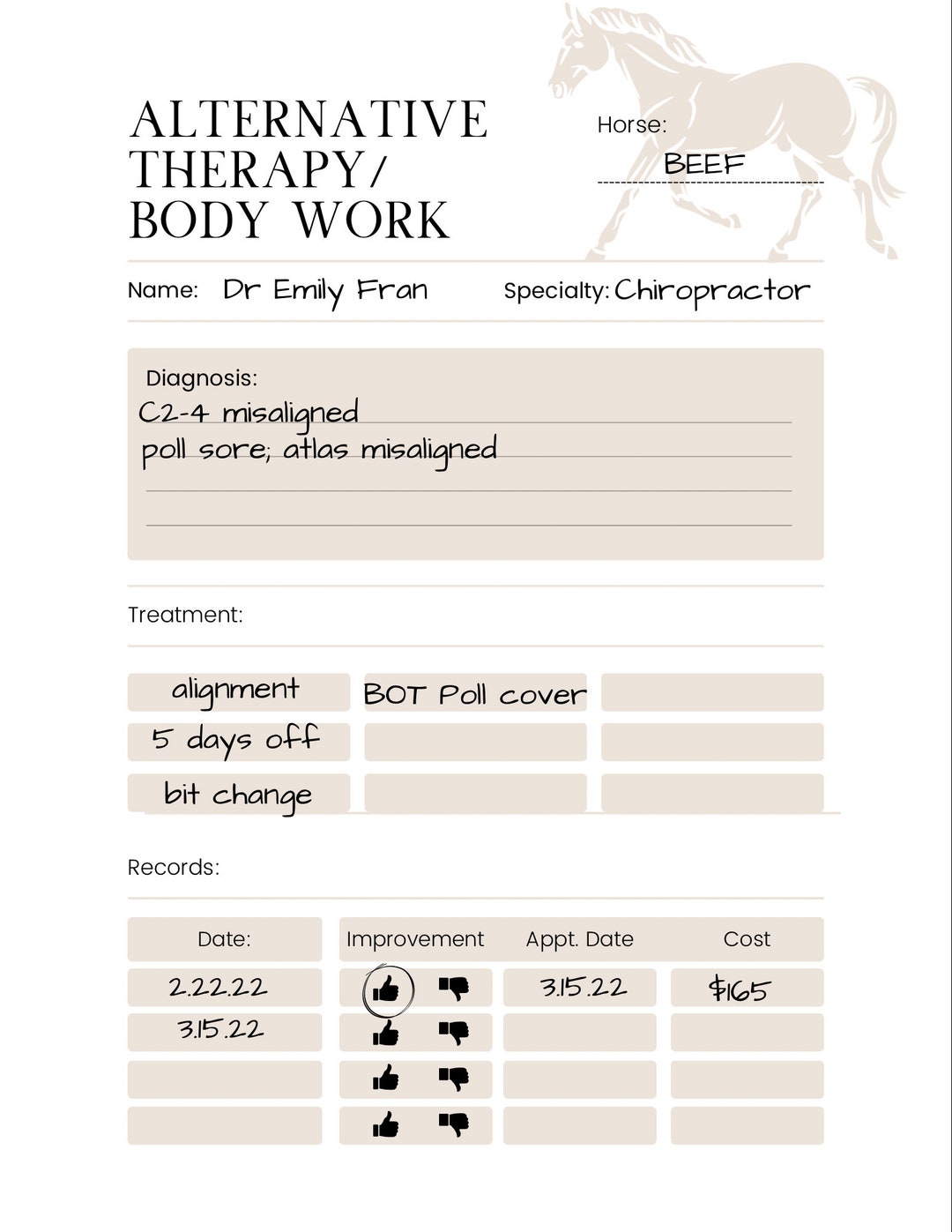 Alternative Therapy/body Work Information Page, Horse Equine Quick ...