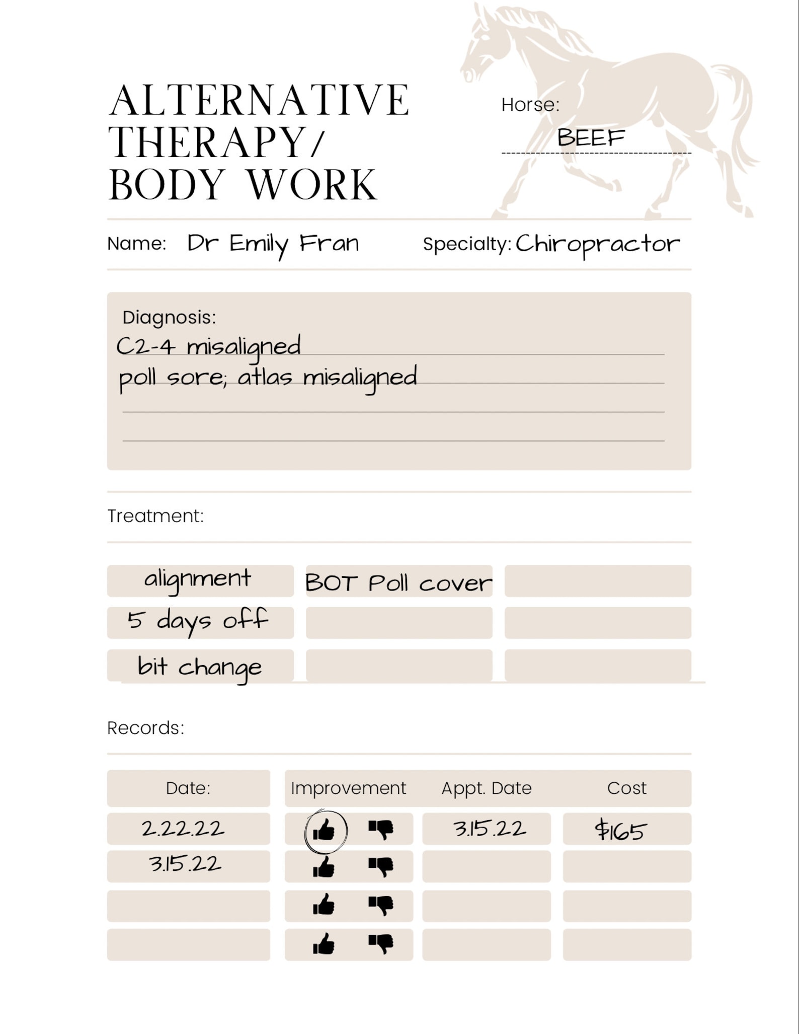 Alternative Therapy/body Work Information Page, Horse Equine Quick ...