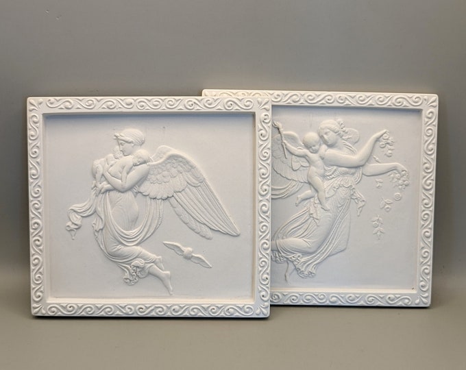 Pair of Vintage Angel Wall Plaques/tiles - Etsy