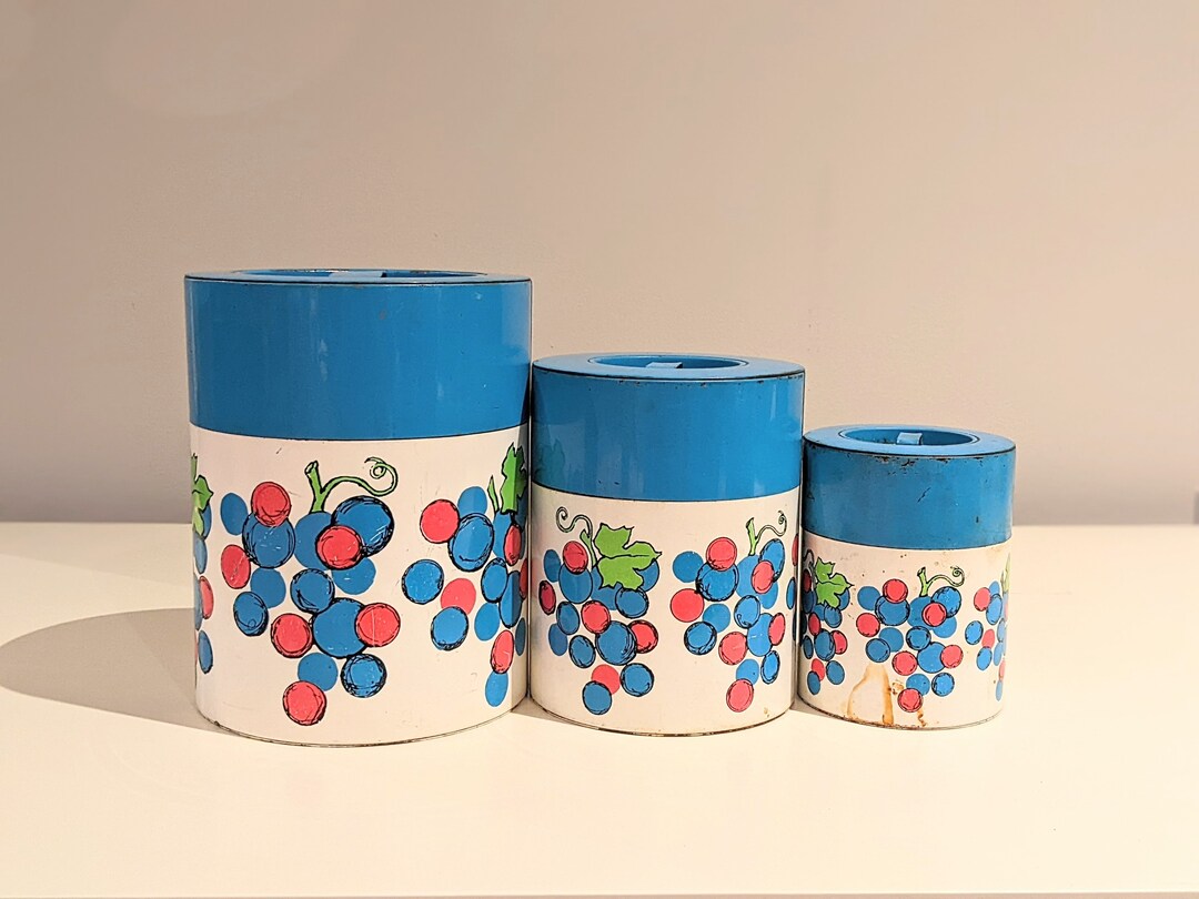 Set of 3 Vintage Nesting Grape Canisters - Etsy