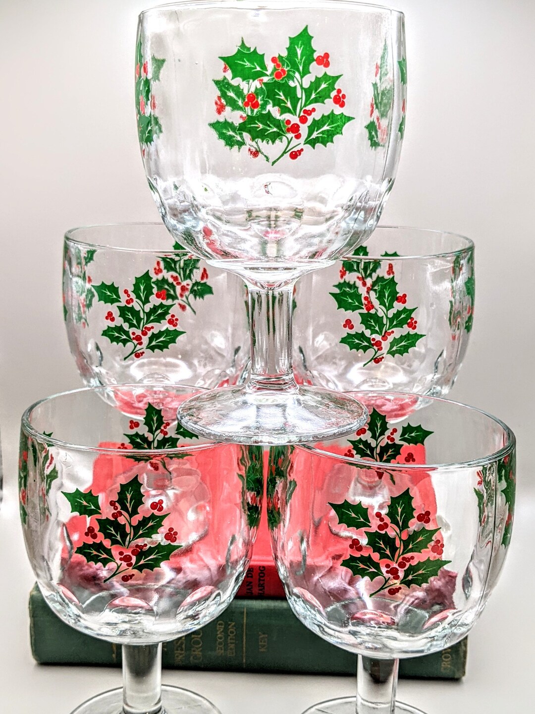 Set of 5 Vintage Bartlett Collins Holly Berry Goblets/sundae Bowls - Etsy