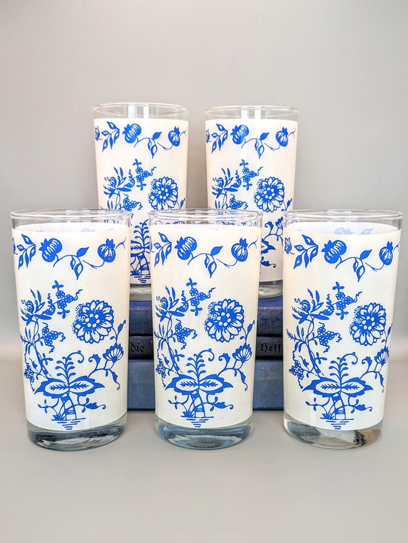 Set of 5 Vintage Arnart Blue Onion Tumblers - Etsy