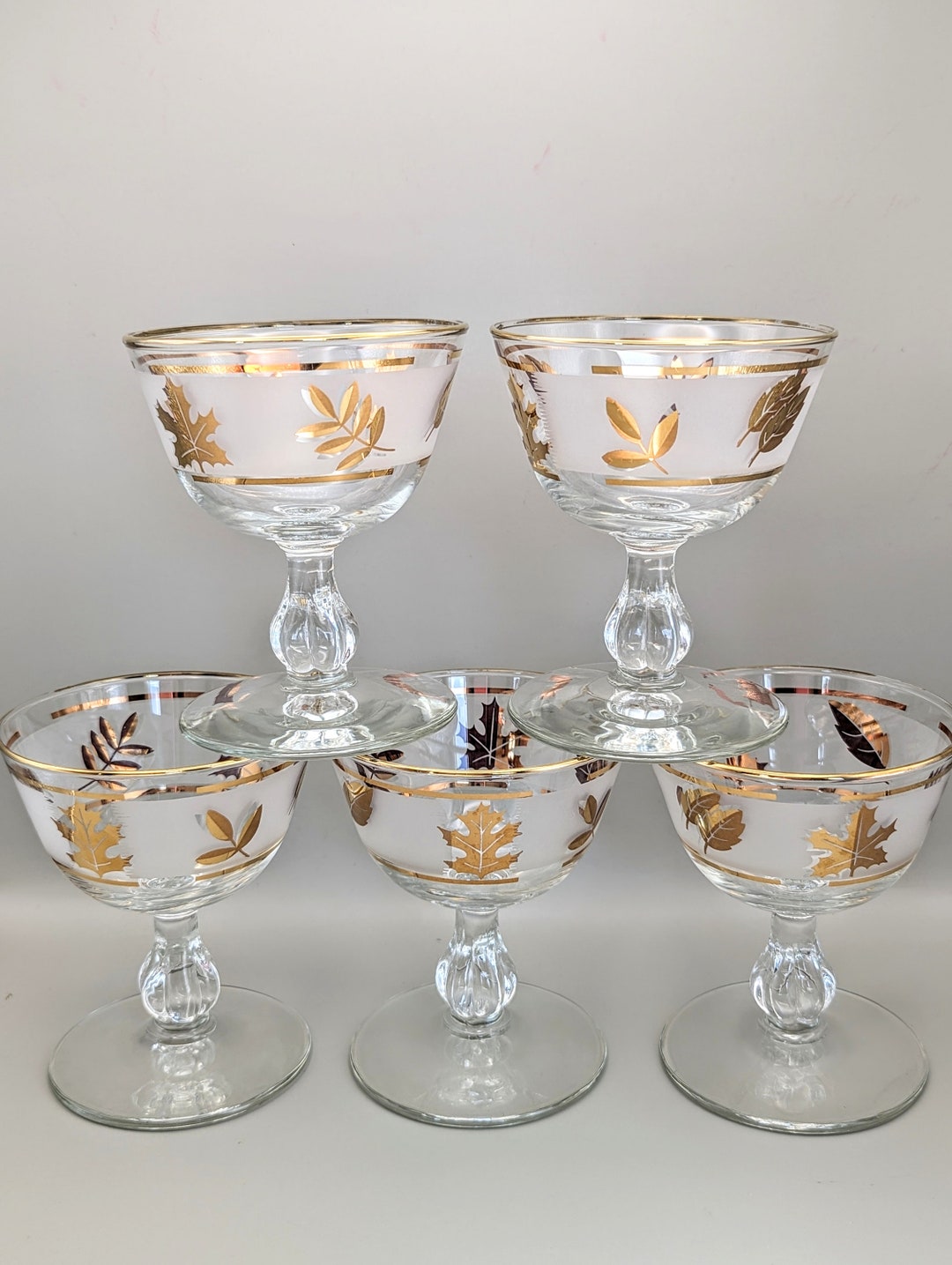 Set of 5 Vintage Libbey Foliage Champagne/sherbert Glasses - Etsy