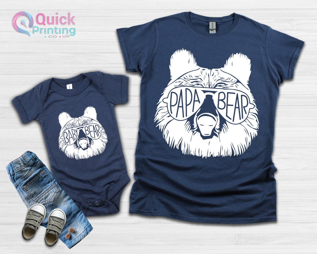 Papa Bear Baby Bear, Dad and Baby Matching T-shirt Baby Vest, Father's ...